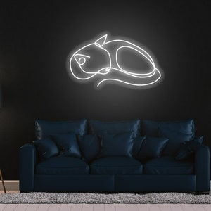 Sleeping Cat Neon Sign, Lazy Cat Led Sign, Wall Decor, Cat Led Light ...