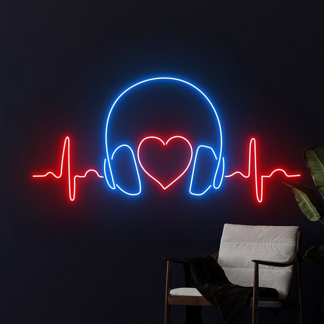 Headphone Neon Sign, Game Controller Led Sign, Game Player Led Light ...