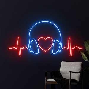 Headphone Neon Sign, Game Controller Led Sign, Game Player Led Light ...