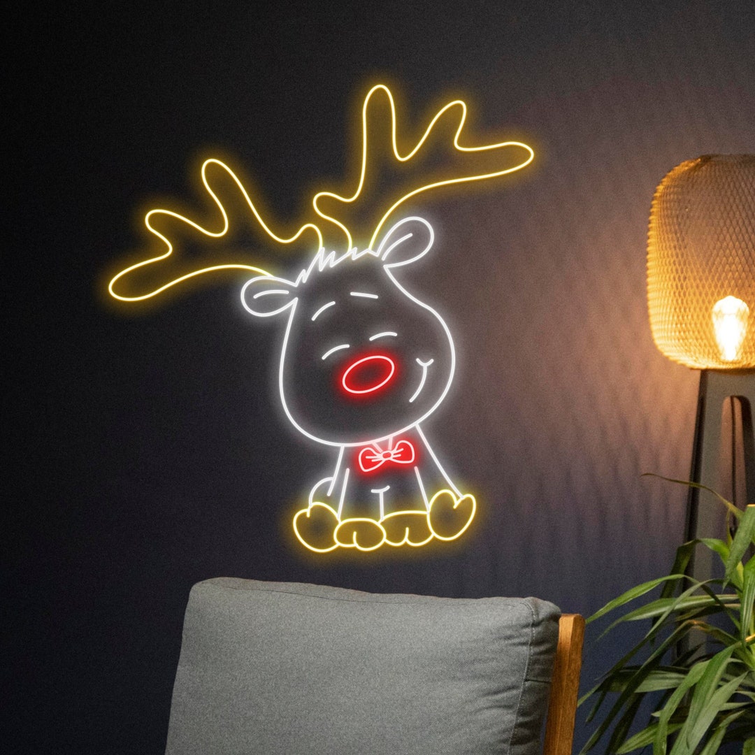 Christmas Reindeer Neon Sign, Merry Christmas Reindeer Led Sign, Santa ...