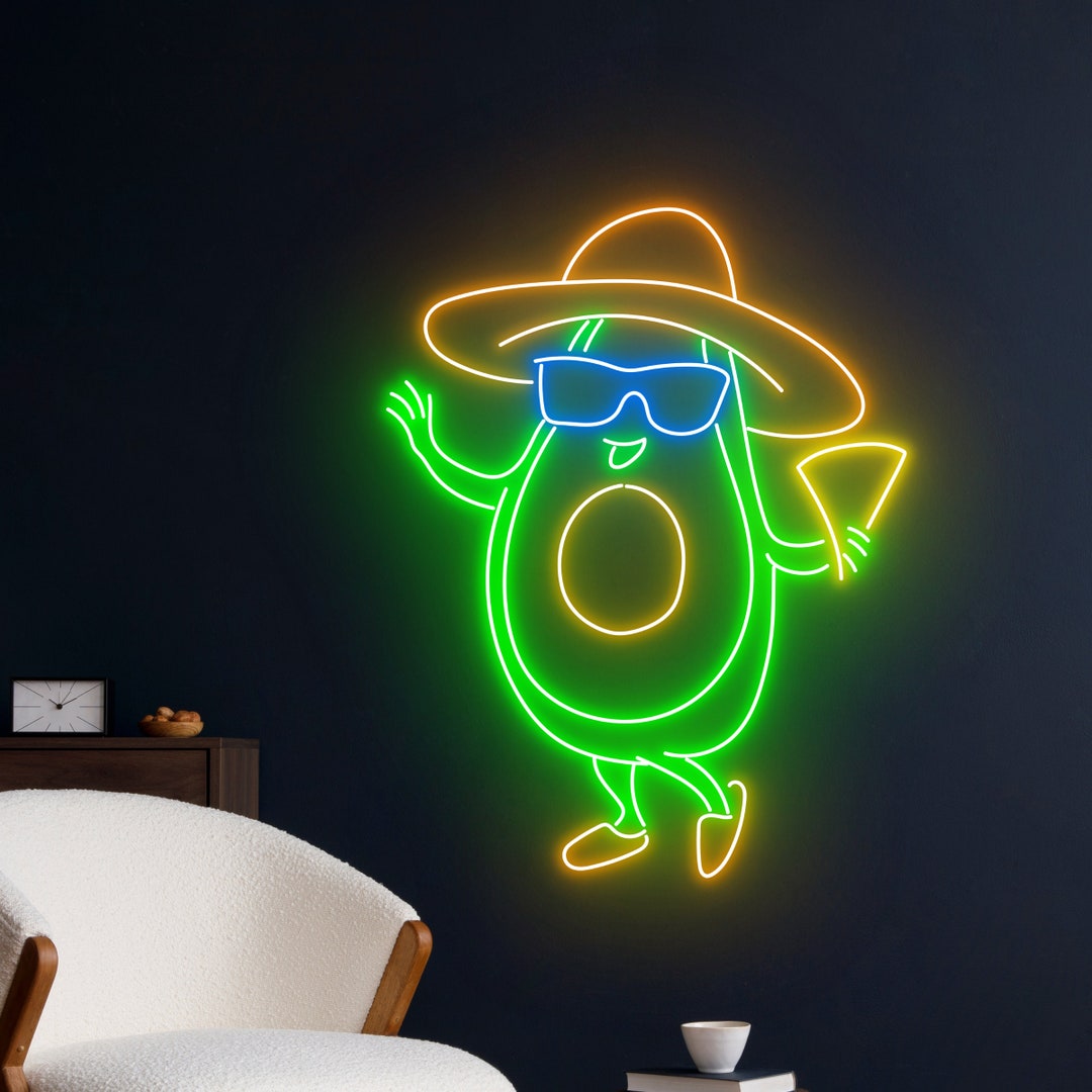 Avocado Nachos Neon Sign, Nachos Avocado Led Sign, Mexican Avocado Led ...