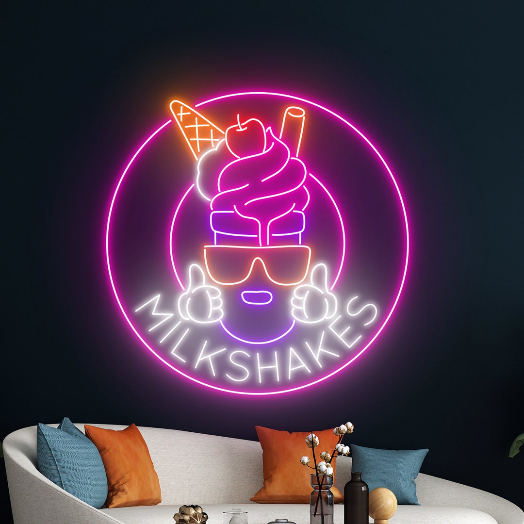 Milkshake Neon Sign, Milkshake Neon Light, Milkshakes Led Light, Milk ...