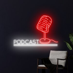 Podcast Microphone Led Sign, Micro Neon Light, Mic Neon Sign, Podcast ...