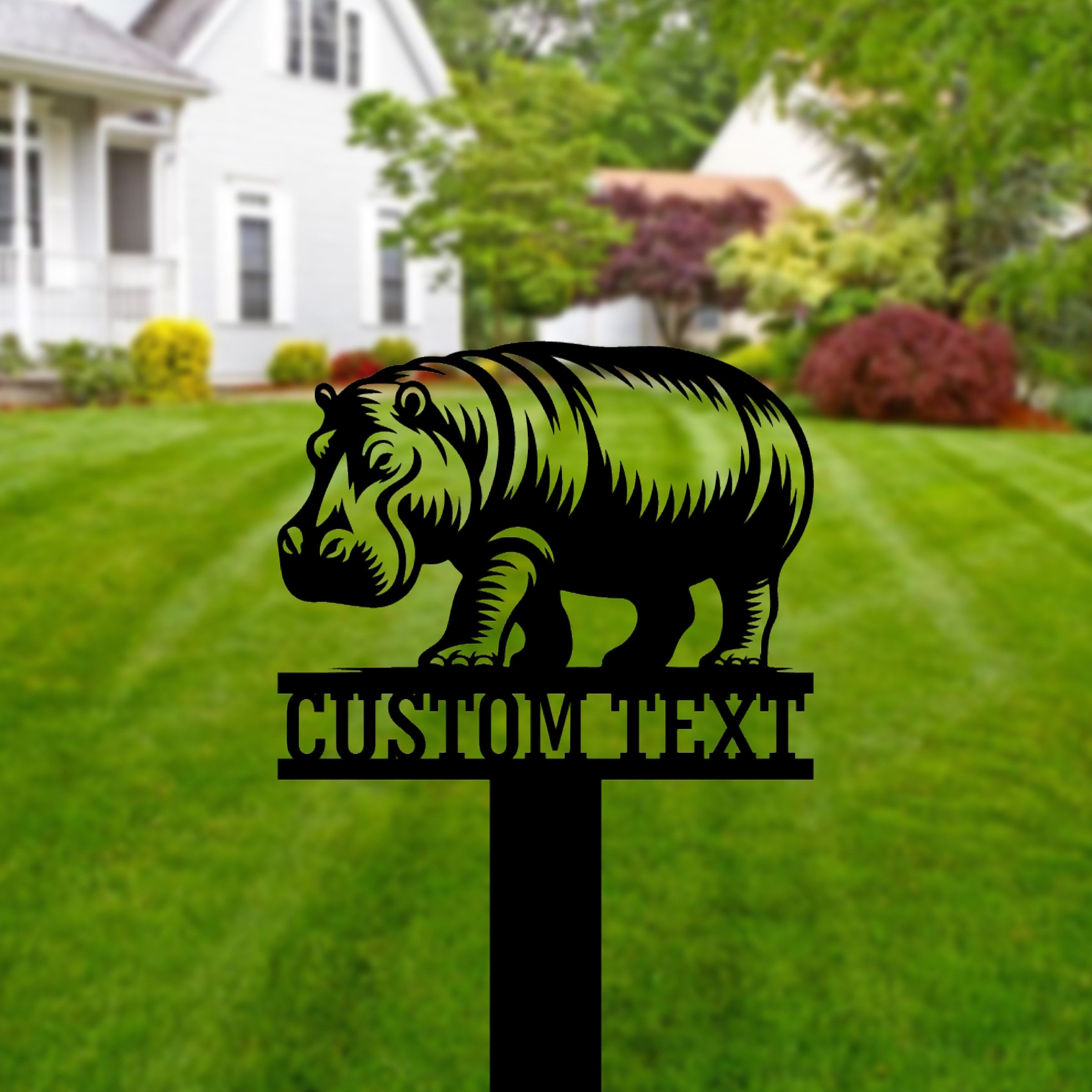 Custom Hippopotamus Memorial Stake, Hippo Stake Metal Sign ...