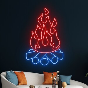 Bonfire Neon Sign, Flame Neon Light, Fire Led Sign, Burning LED Light ...