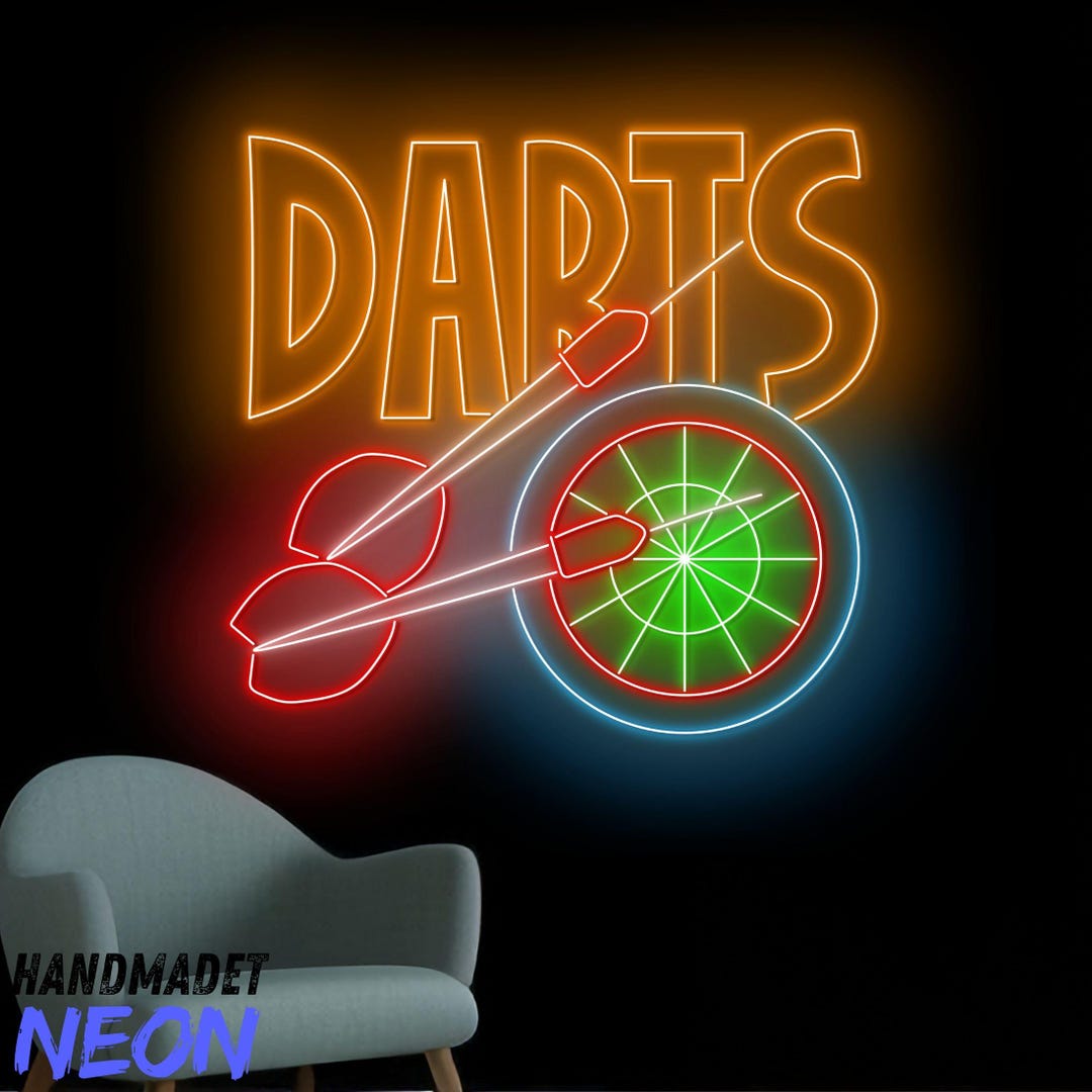 Darts Neon Sign, Dartboard Led Sign, Dart Game Neon Light, Dartboard ...