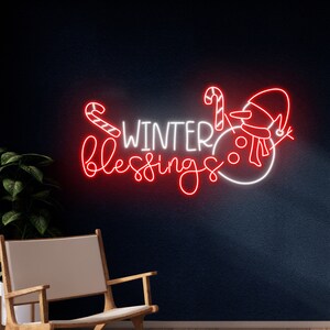 Winter Blessings Snowman Neon Sign Snowman Led Sign Snow Man - Etsy
