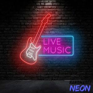 Live Music Neon Sign, Electric Guitar Led Sign, Guitar Neon Light ...