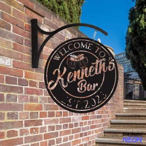 Personalized Bar Hanging Sign, Beer Bar Outdoor Metal Hanging Sign ...
