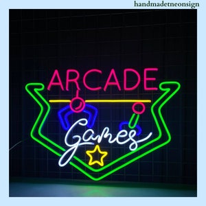 Arcade Game Machine Neon Sign, Game Machine Led Sign, Arcade Led Light ...