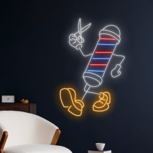 Barber Pole Man Led Sign, Barber Shop Neon Sign, Barber Led Light, Hair ...