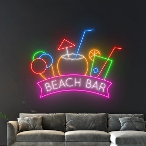 Beach Bar Neon Sign, Bar Logo LED Light, Juice Fresh Fruit Neon Light ...