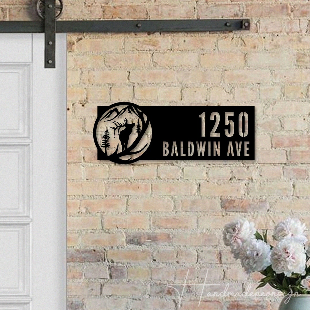 Personalized Deer House Number, Deer Home Number Metal Wall Sign, Deer ...