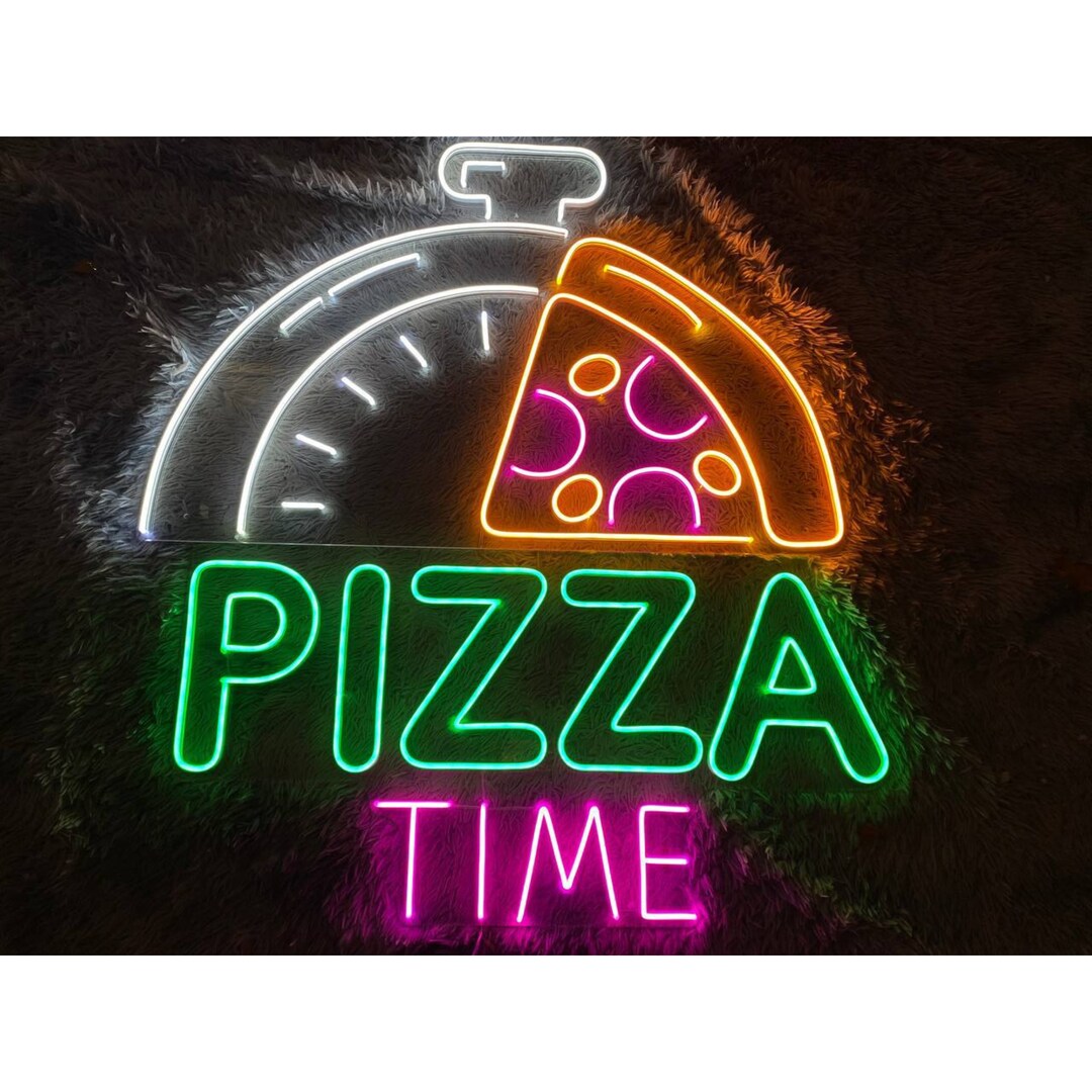 Custom Pizza Time Neon Sign, Italian Food Name LED Sign, Pizza Slice ...