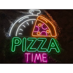 Custom Pizza Time Neon Sign, Italian Food Name LED Sign, Pizza Slice ...