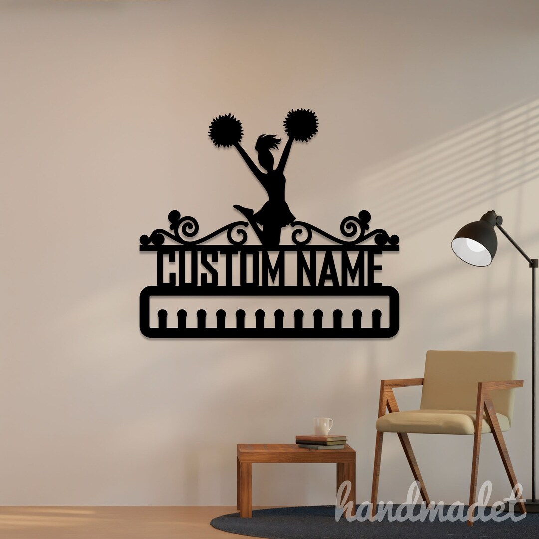 Custom Cheerleading Medal Hanger Metal Wall Art LED Light, Cheerleader ...