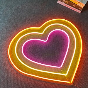 Triple Heart Led Sign, Triple Heart Neon Sign, Wall Decor, Heart Neon ...