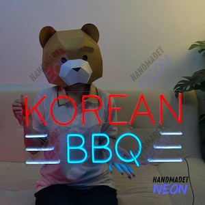 Custom Korean BBQ Neon Sign, Korea Barbecue Led Light, Meet Grill Neon ...