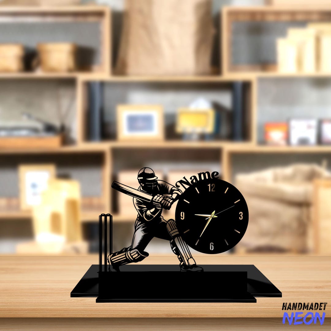 Custom Cricket Tabletop Metal Clock, Cricket Player Desktop Clock ...