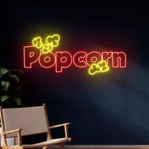 Popcorn Neon Sign, Popcorn Neon Light, Popcorn Led Light, Popcorn Led ...
