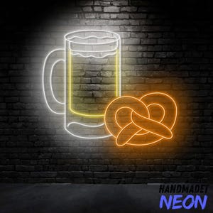 Beer Stein & Pretzel Neon Sign, Pretzel Beer Led Sign, Beer Neon Light ...