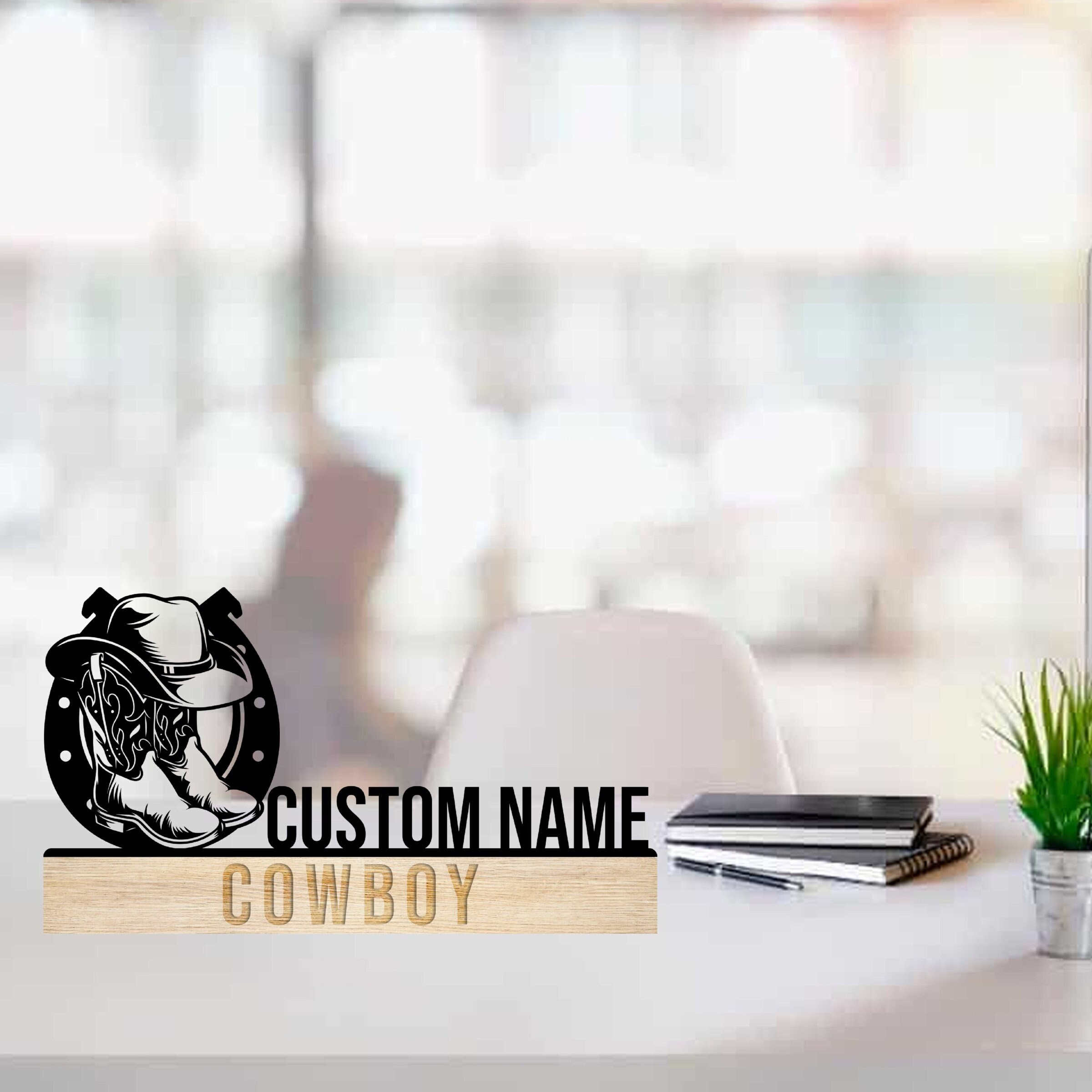 Custom Cowboy Name Plate, Cowboy Metal Nameplate for Desk, Cowboy Desk ...