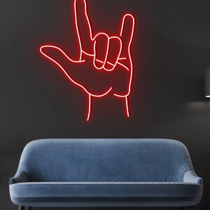 Rock Hand Neon Sign, Rock N Roll Neon Sign Cool Hand Led Light, Hand ...