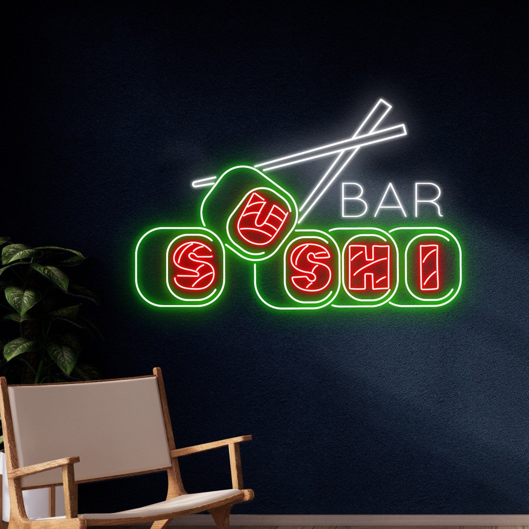 Custom Sushi Bar Neon Sign, Japanese Food LED Sign, Sushi Neon Light ...