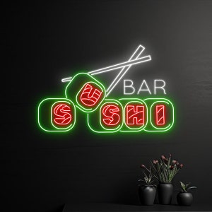 Custom Sushi Bar Neon Sign, Japanese Food LED Sign, Sushi Neon Light ...