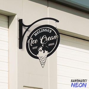 Personalized Ice Cream Hanging Sign, Ice Cream Store Outdoor Hanging ...