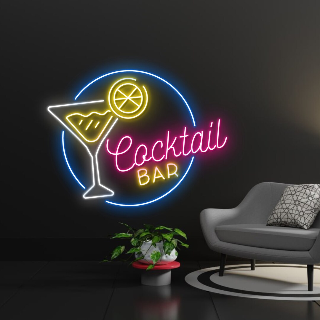 Cocktail Bar Led Sign, Cocktail Bar Neon Sign, Wall Decor, Cocktail Led ...