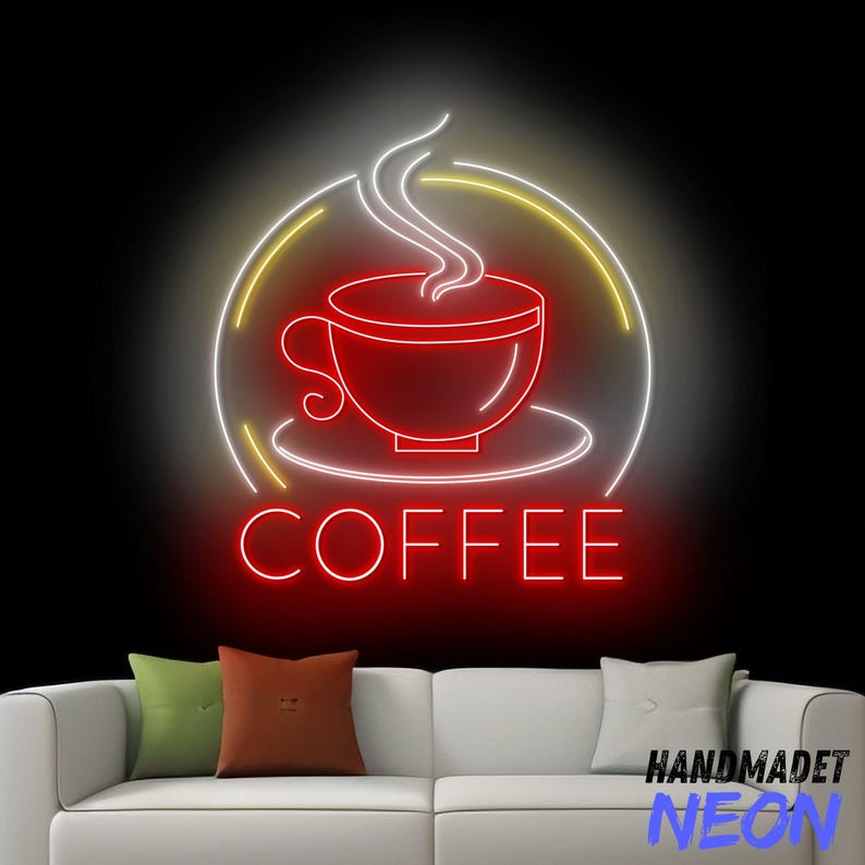 Coffee Neon Sign, Coffee Cup Led Sign, Hot Coffee Neon Light, Coffee ...