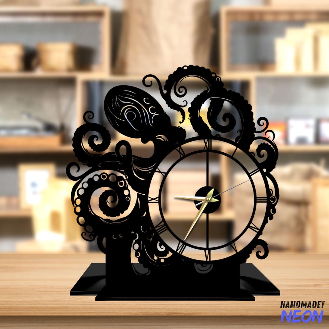 Custom Octopus Tabletop Metal Clock, Octopus Desktop Clock, Octopus ...