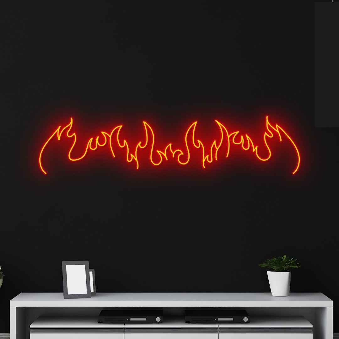 Custom Fire Neon Sign, Flame Neon Light, Flame Fire Led Sign, Burning ...