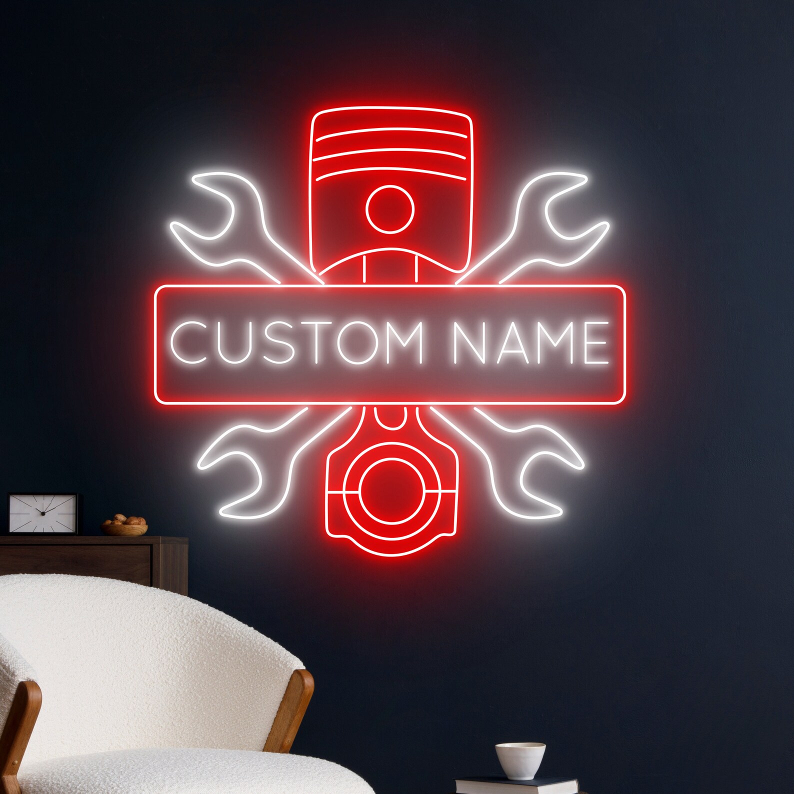 Custom Garage Mechanic LED Light, Custom Garage Service Station Sign ...