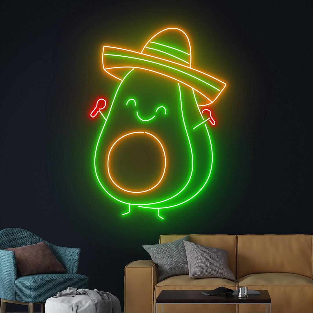 Mexican Avocado Sombrero Manana Neon Sign, Avocado LED Sign, Avocado ...