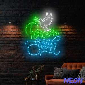 Peace on Earth Neon Sign, Peace on Earth Led Sign, Dove Neon Light ...