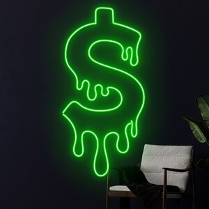 Dripping Money Dollar Neon Light, Money Dollar Neon Sign, Money Dollar ...