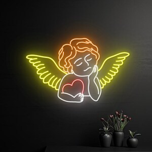 Cupid Neon Sign, Cupid Led Sign, Cupid Angel Led Light, Cherub Neon ...