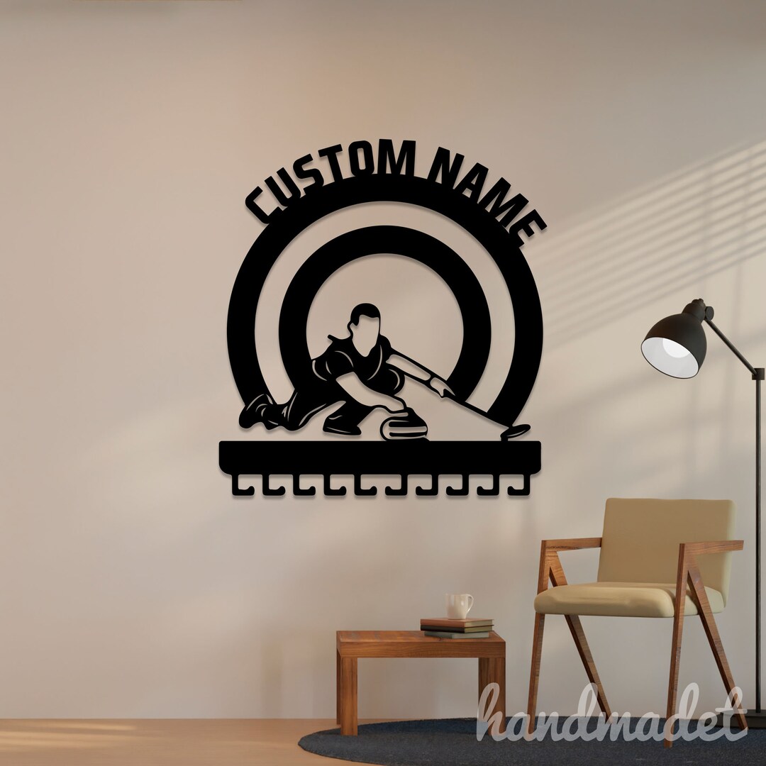 Custom Curling Medal Hanger Metal Wall Art LED Light, Custom Curling ...