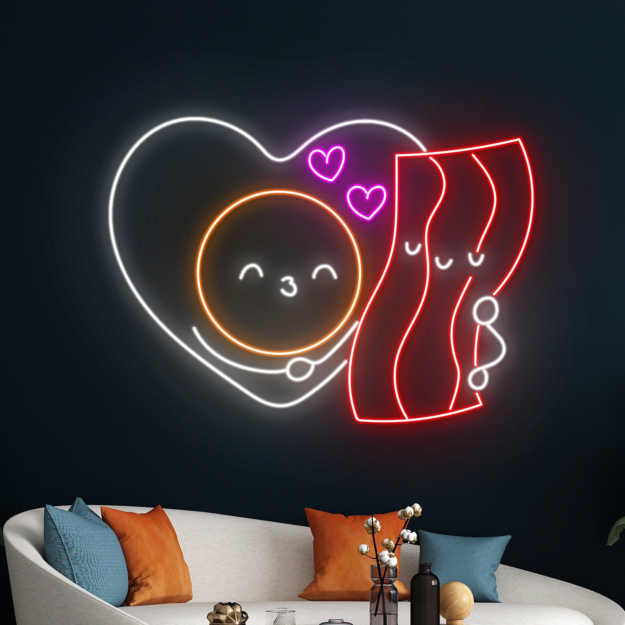 Bacon Egg Neon Sign, Bacon Egg Led Sign, Bacon Egg Led Light, Egg Bacon ...
