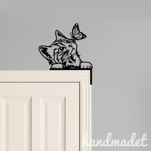 Personalized Cat Door Corner Sign, Cute Cat Metal Door Topper, Custom ...