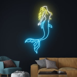 Mermaid Neon Sign, Mermaid Girl Led Sign, Mermaid Lady Neon Light ...