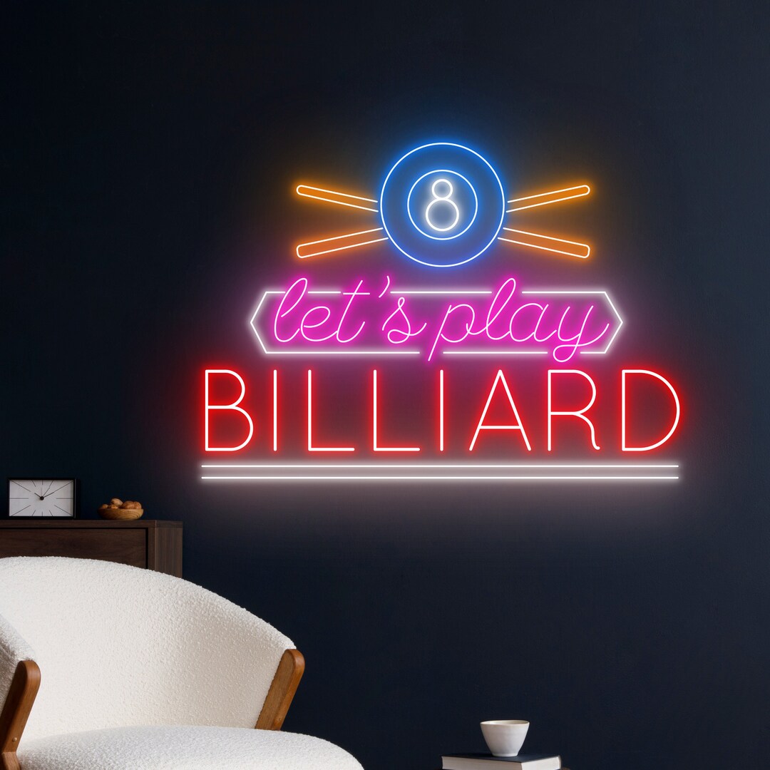 Let's Play Billiard Neon Sign, Pool Hall Led Sign, Billiards Led Sign ...