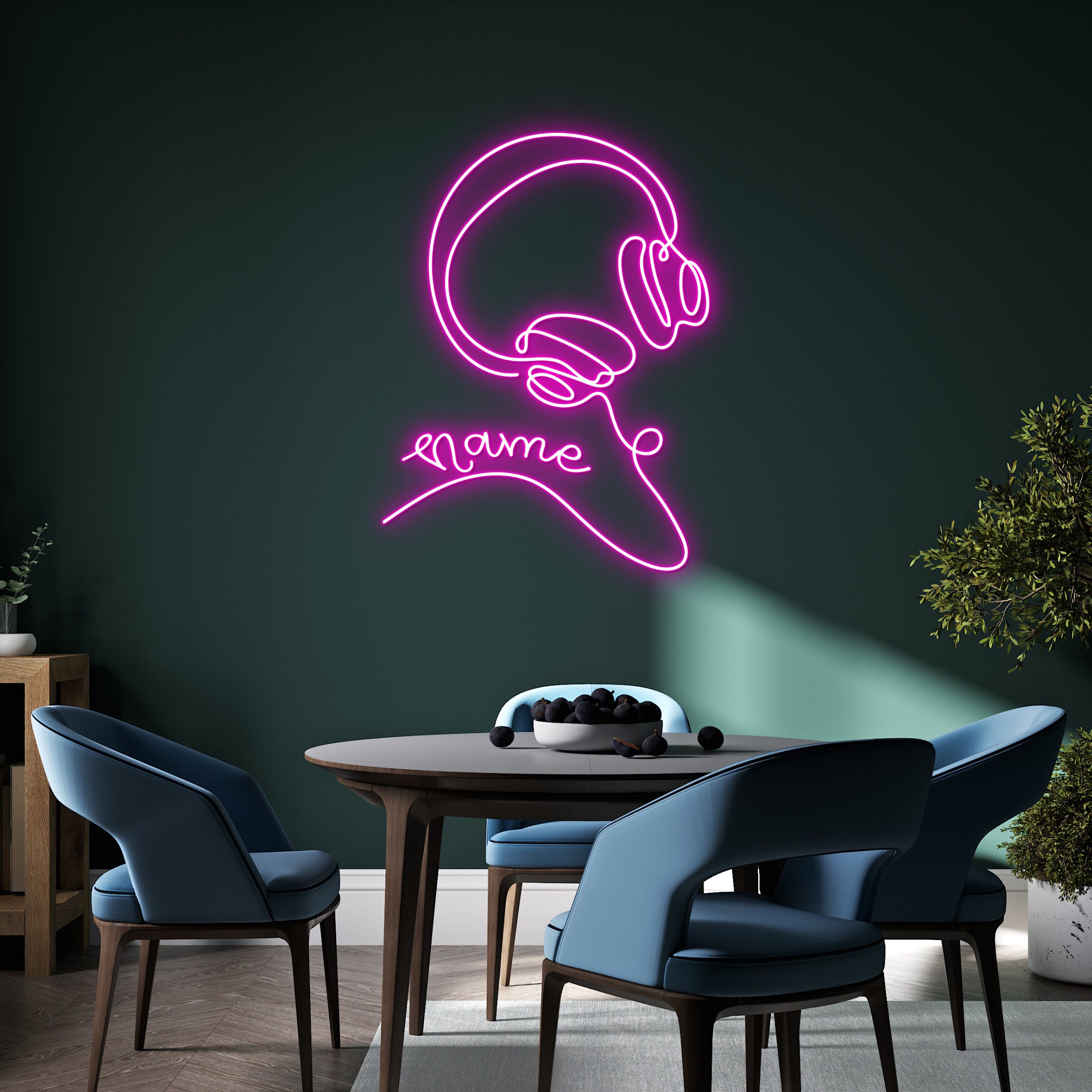 Custom Name Headphone Neon Sign, Headphone Neon Led, Music Wall Decor ...