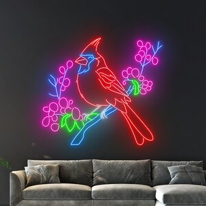 Cardinal Bird Neon Light, Cardinal Bird Led Light, Bird Led Sign ...