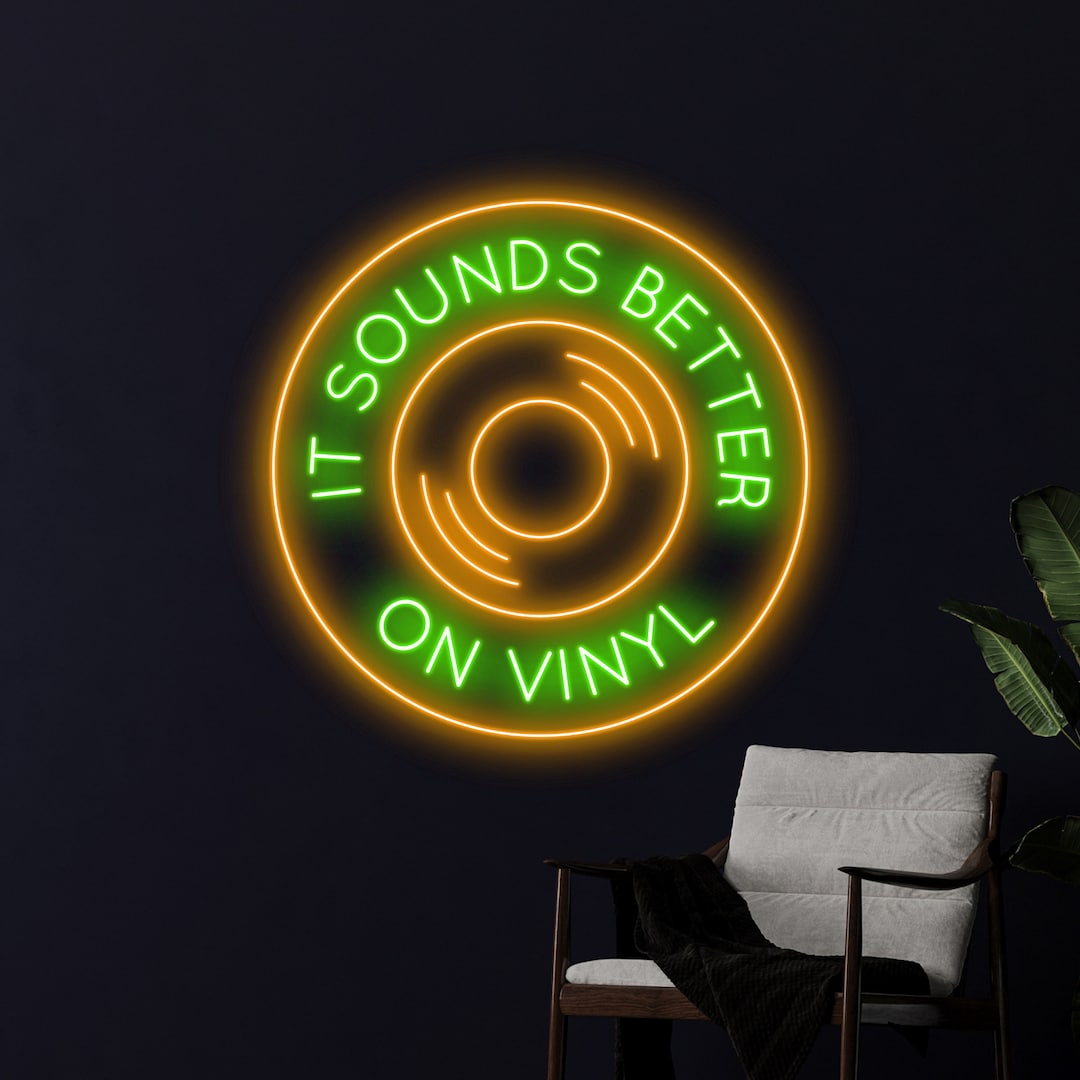 It Sounds Better on Vinyl Retro Record Player Neon Sign, Retro Record ...