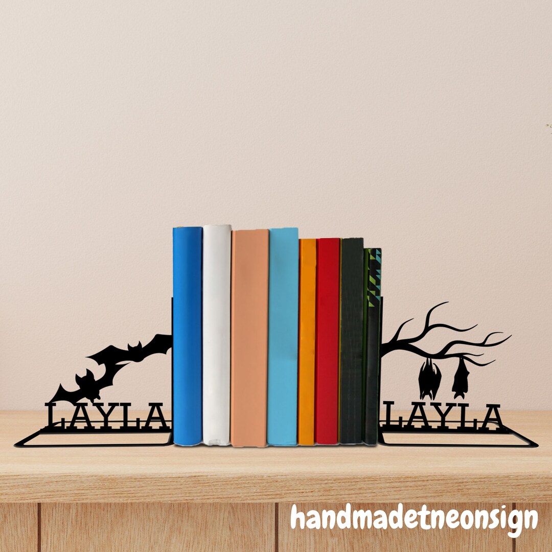 Custom Bats Metal Bookends Bat Name Bookend, Bat Table Sign, Bookshelf ...