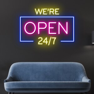 We're Open 24/7 Sign, Open Sign Led, Open Outdoor Sign for Business ...
