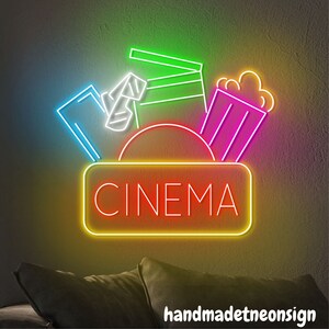Cinema Neon Sign, Cinema Led Sign, Popcorn Neon Light, Cinema Theater ...